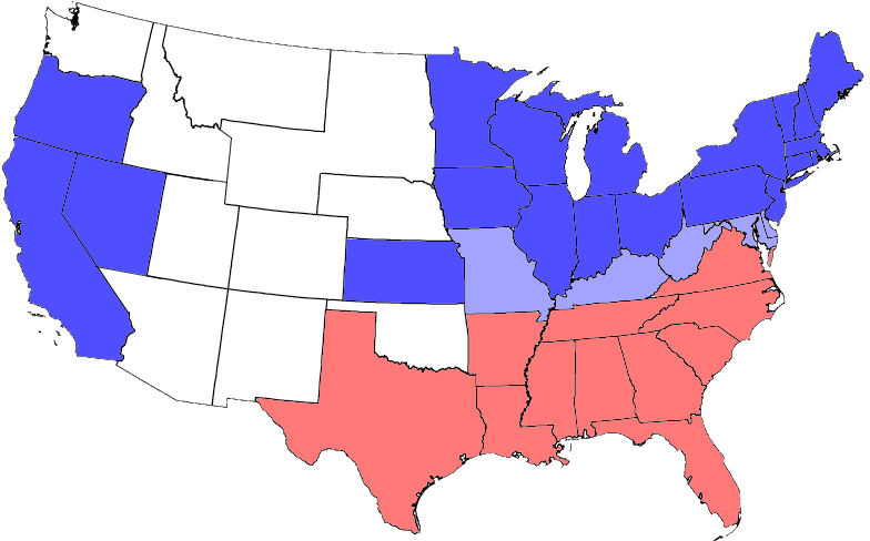 Usa Map 1864 Including Civil War Divisions - Southern States And ...