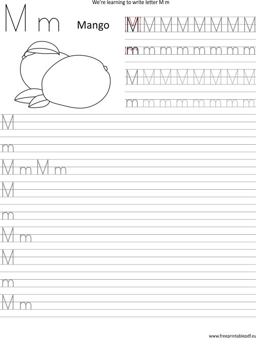 Learning To Write A Letter M Template For Printing - Letter Mm Tracing ...