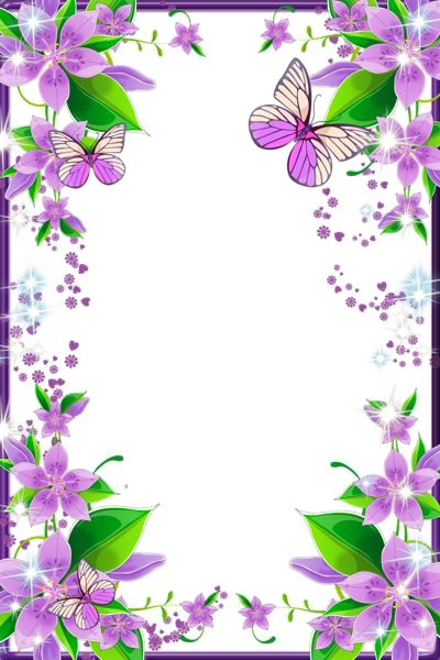 Violet Floral Border Png Picture - Border Design Flower And Butterfly ...