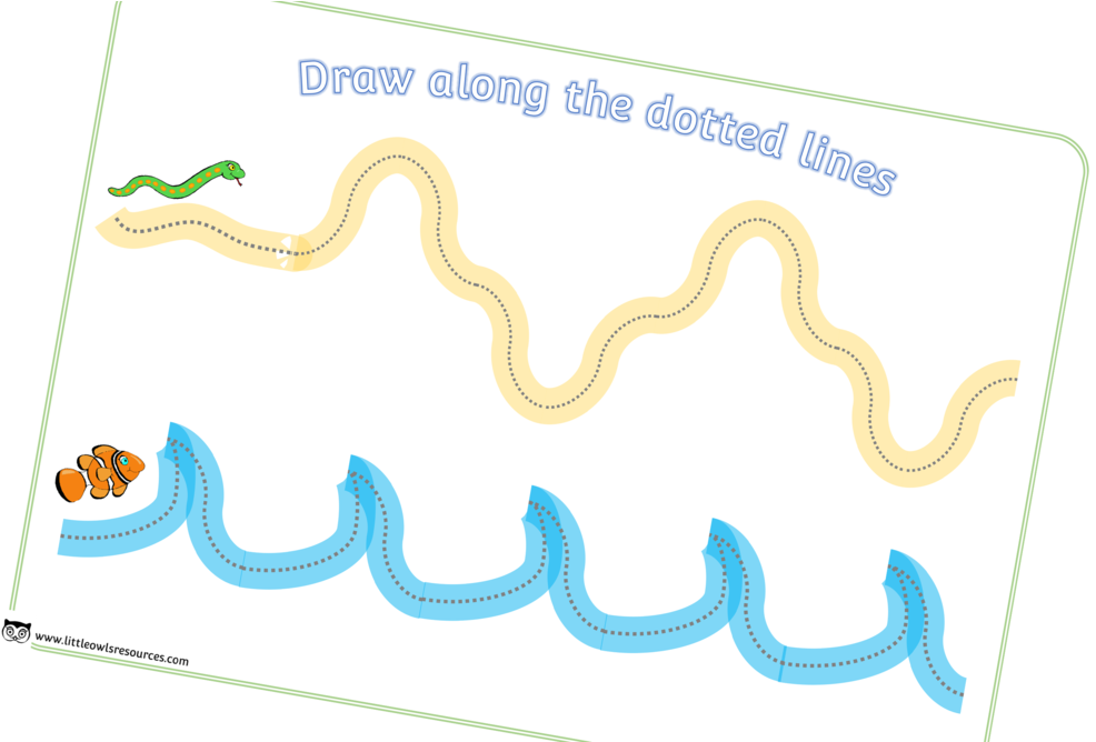 Draw Along The Dotted Lines Fine Motor Skills Snake - Drawing (1000x667 ...