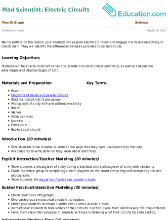 Electric Circuits - Lesson Plan In Science (340x446), Png Download
