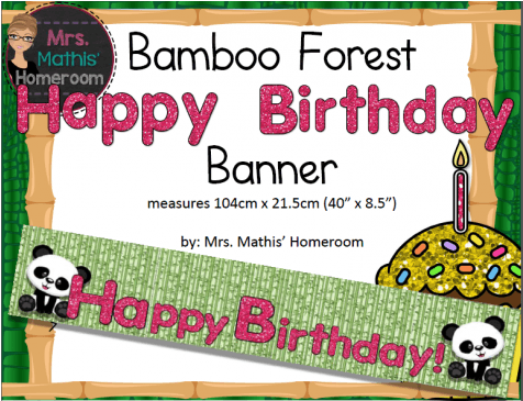 Bamboo Forest Happy Birthday Banner (40"x8 - Panda (475x475), Png Download