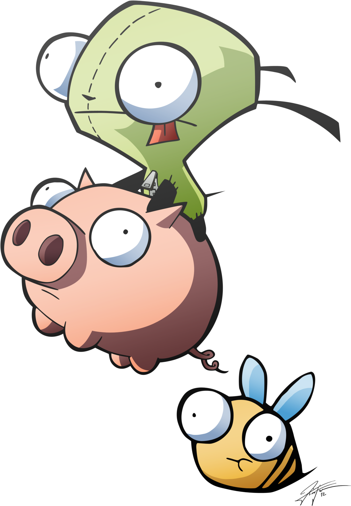 Invader Zim Gir Riding Pig (1280x1811), Png Download