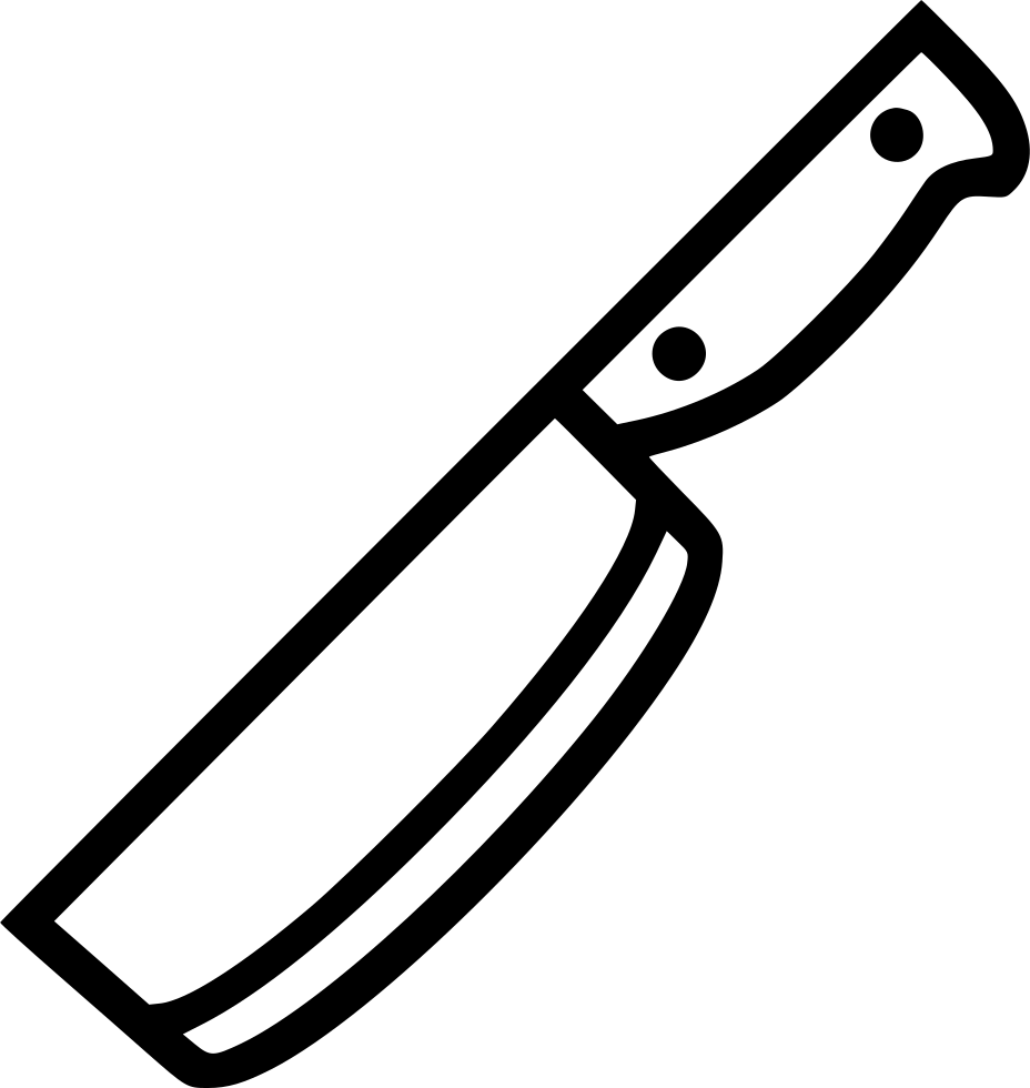 Butcher Knife - - Outline Of Chef Knife (928x980), Png Download