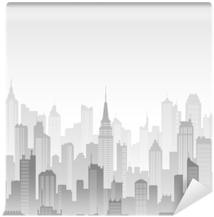 Vector Buildings Silhouettes Background Wall Mural - Grey Buildings ...