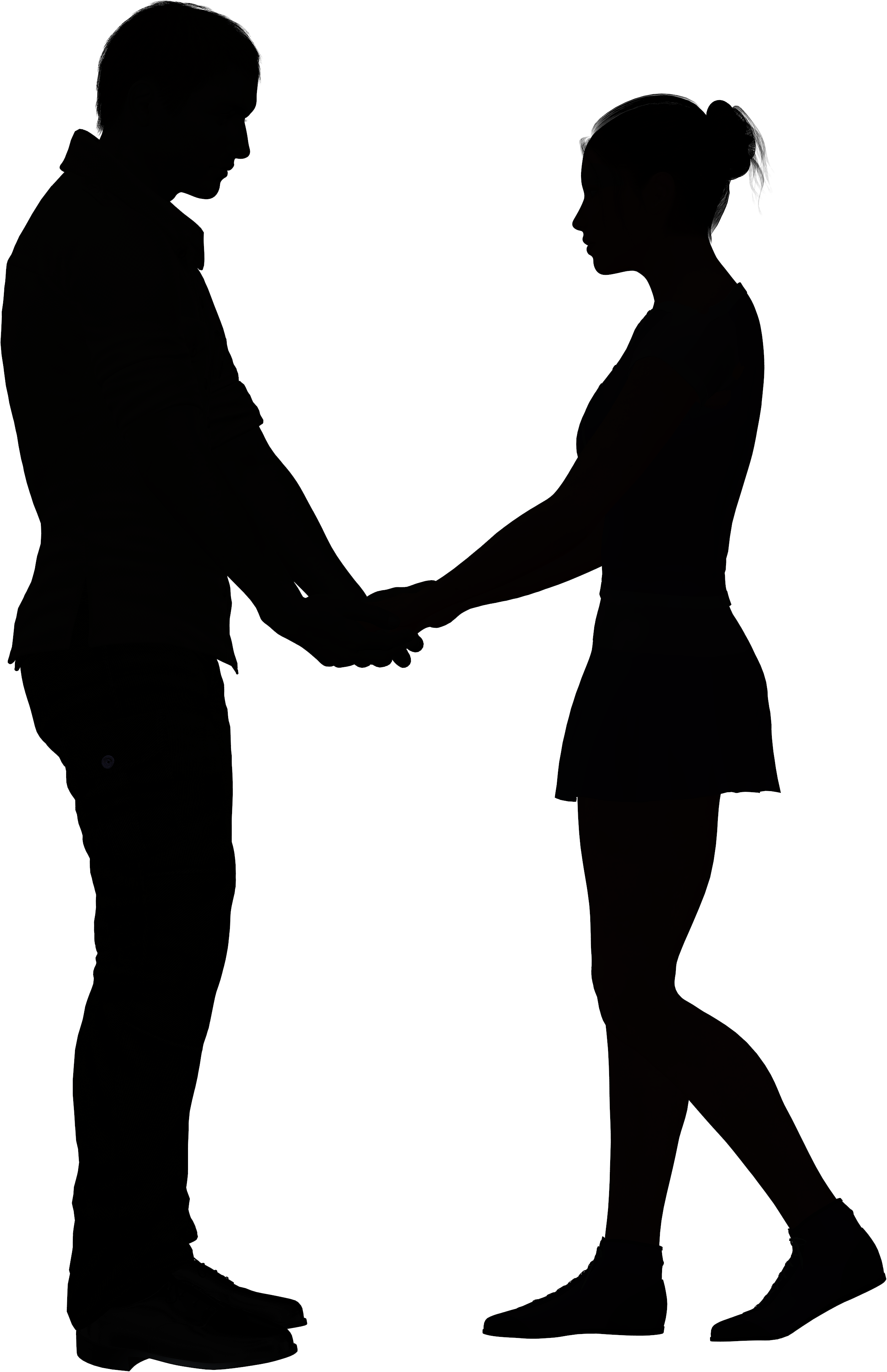 Two People Holding Hands Silhouette