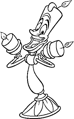 Beauty And The Beast - Beauty And The Beast Lumiere Outline (600x470 ...