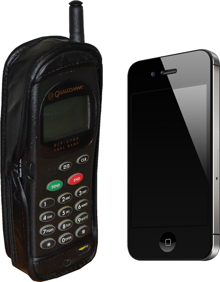 Two Cell Phones - Old Cellphone Vs New Cellphone (800x1000), Png Download