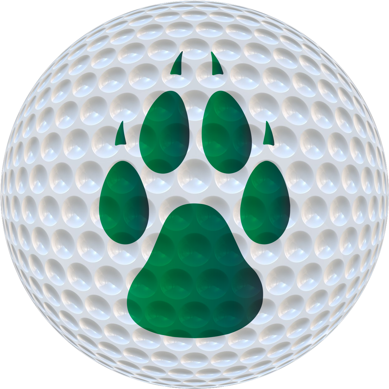 Golf Wolf Paw Golf Ball - Unm Lobo Paw Print (1920x1920), Png Download