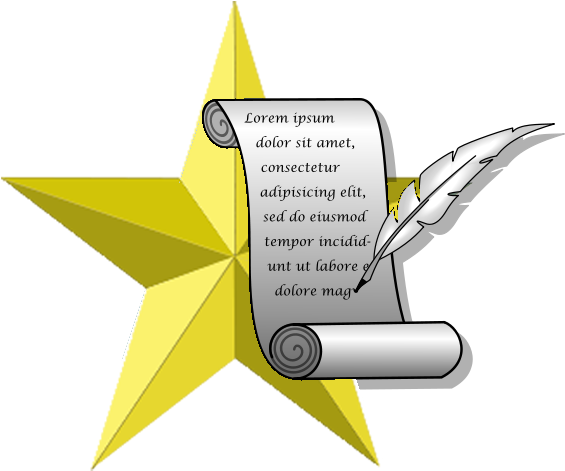 Golden Writing Star - Writing File (580x470), Png Download