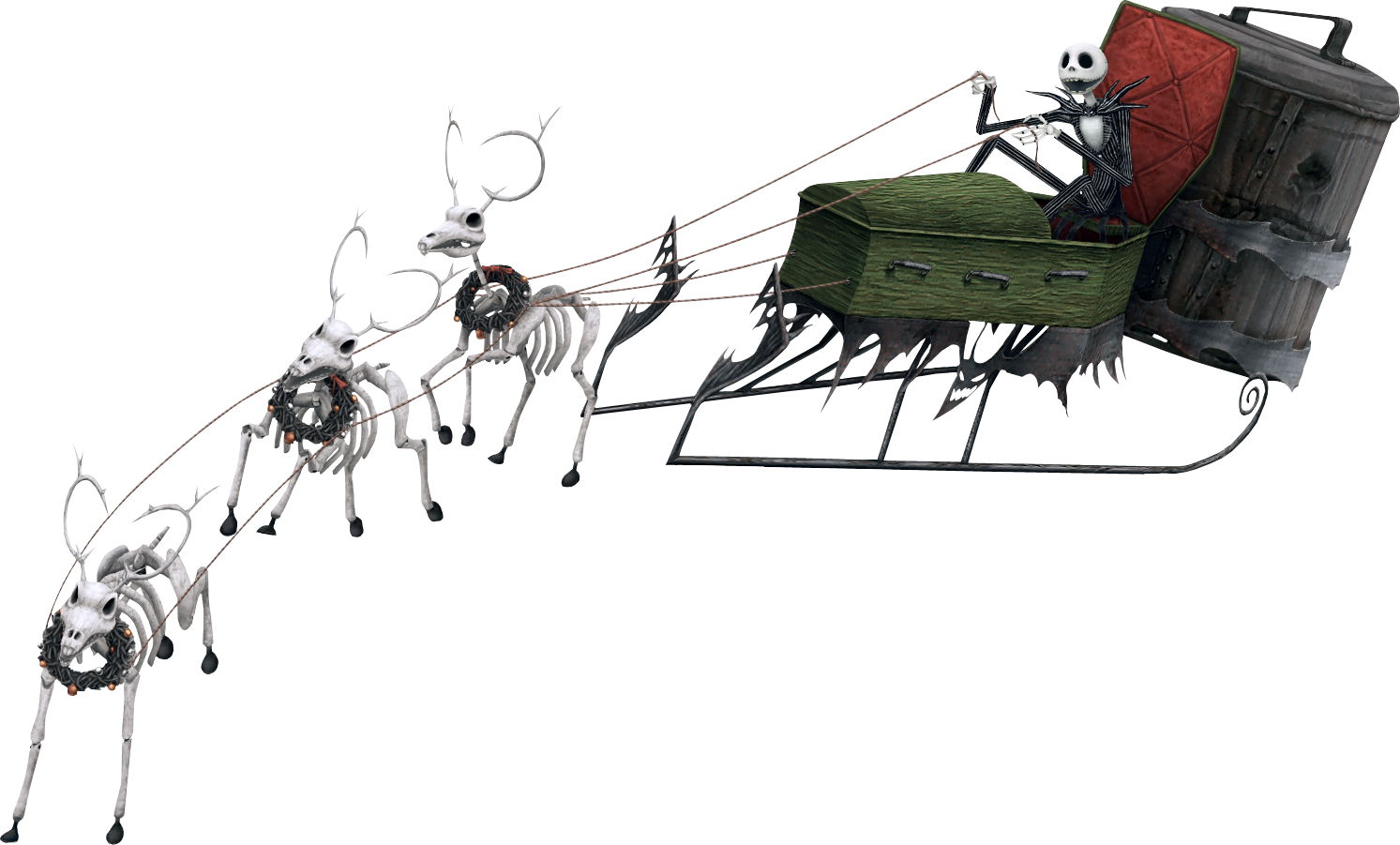 Reindeer - Nightmare Before Christmas Santa Jack Sleigh (1493x901), Png ...