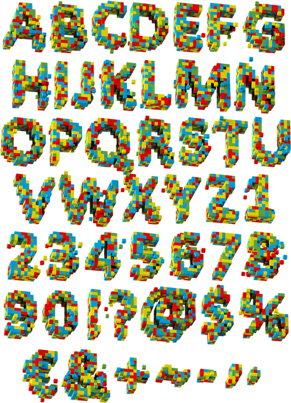 3d Pixel Font (595x830), Png Download