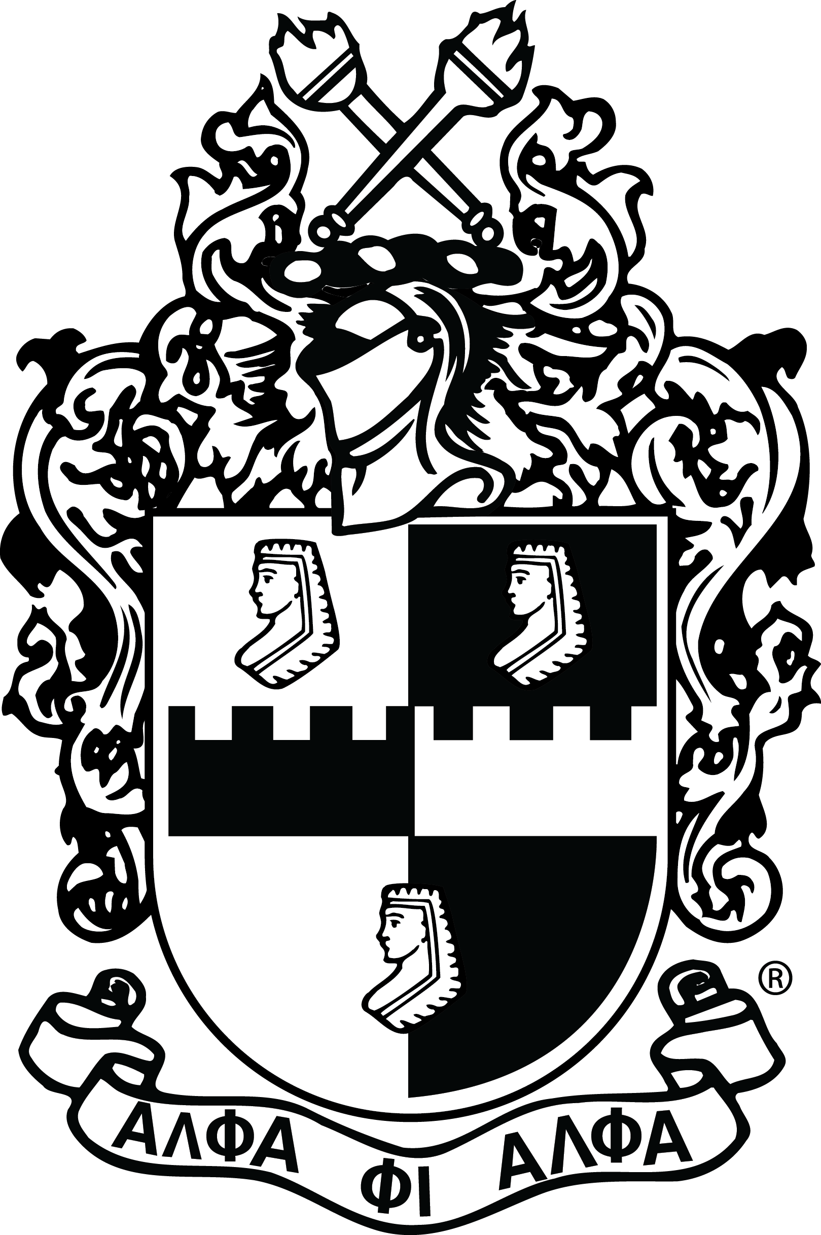 Alpha Phi Alpha Crest Png - Alpha Phi Alpha Black And White (1619x2435), Png Download