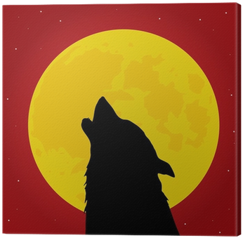Download Werewolf Howls In Front Of The Moon Vector Canvas Print ...