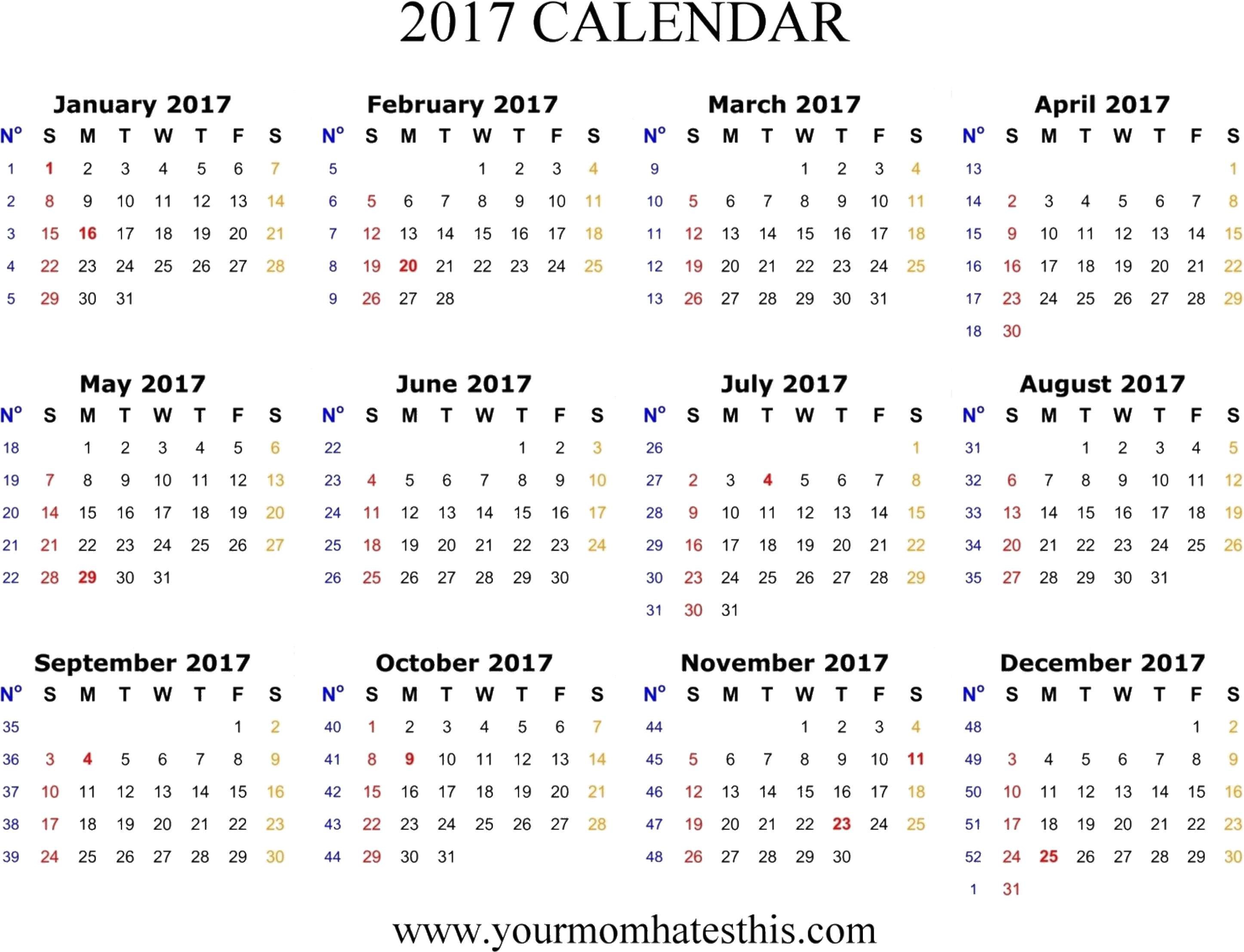 19 Calendar 2017 Jpg Transparent Library Huge Freebie - 12 Month 2018 ...