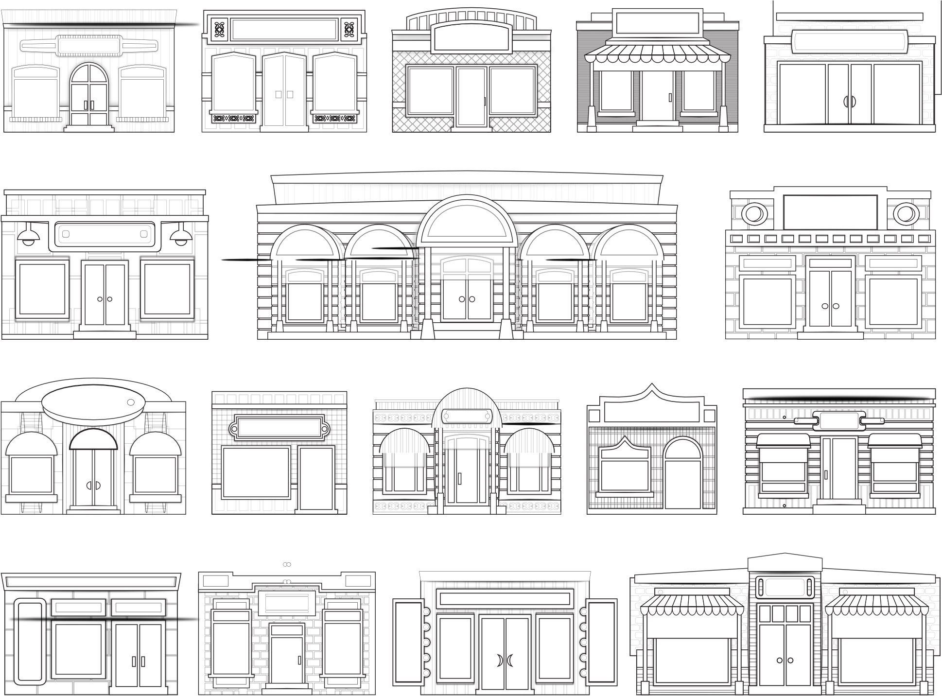 Storefront Vector Store Window Banner Black And White - Windows Of The ...