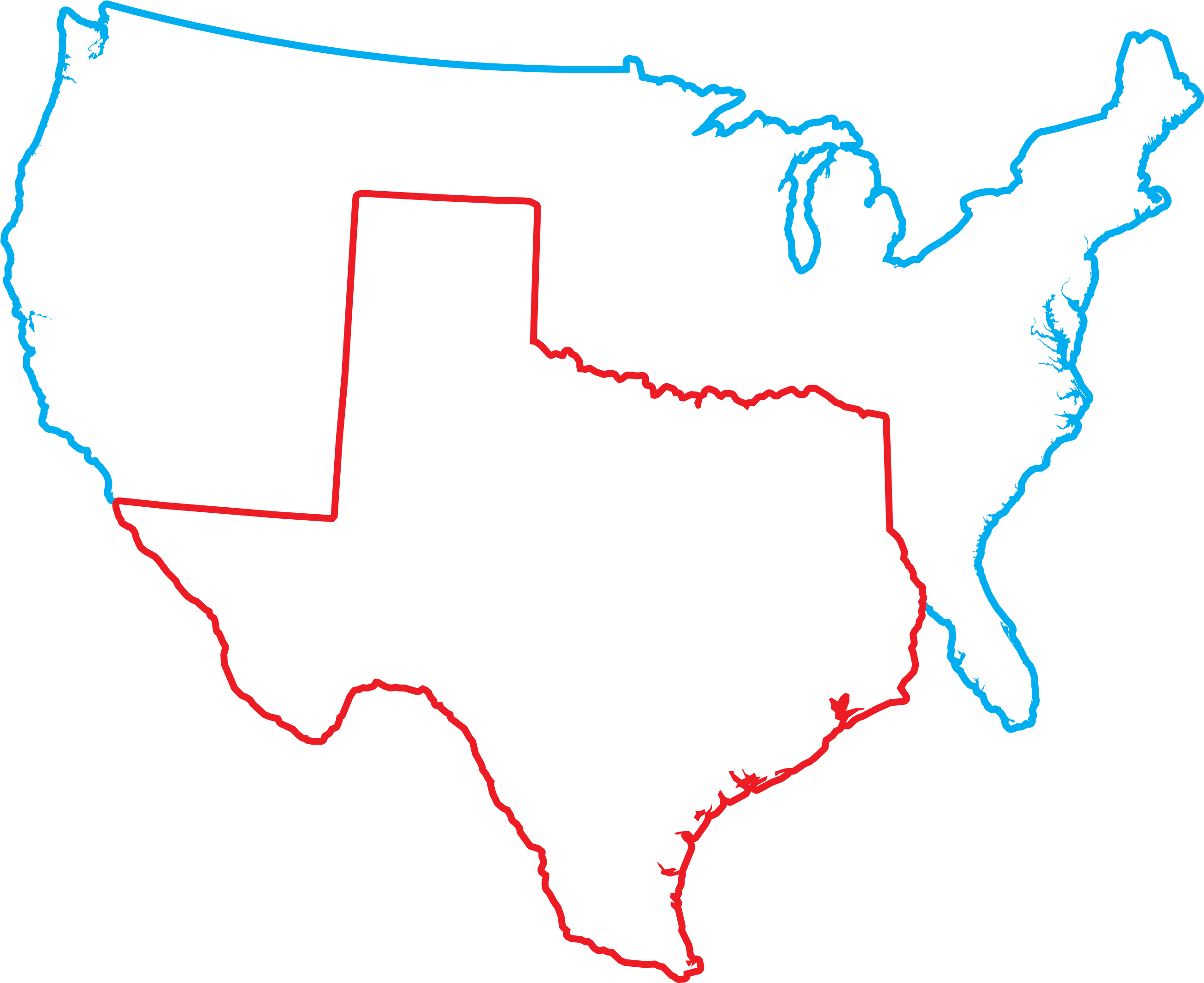 Texas Bigger - Us Map With States (2699x2205), Png Download