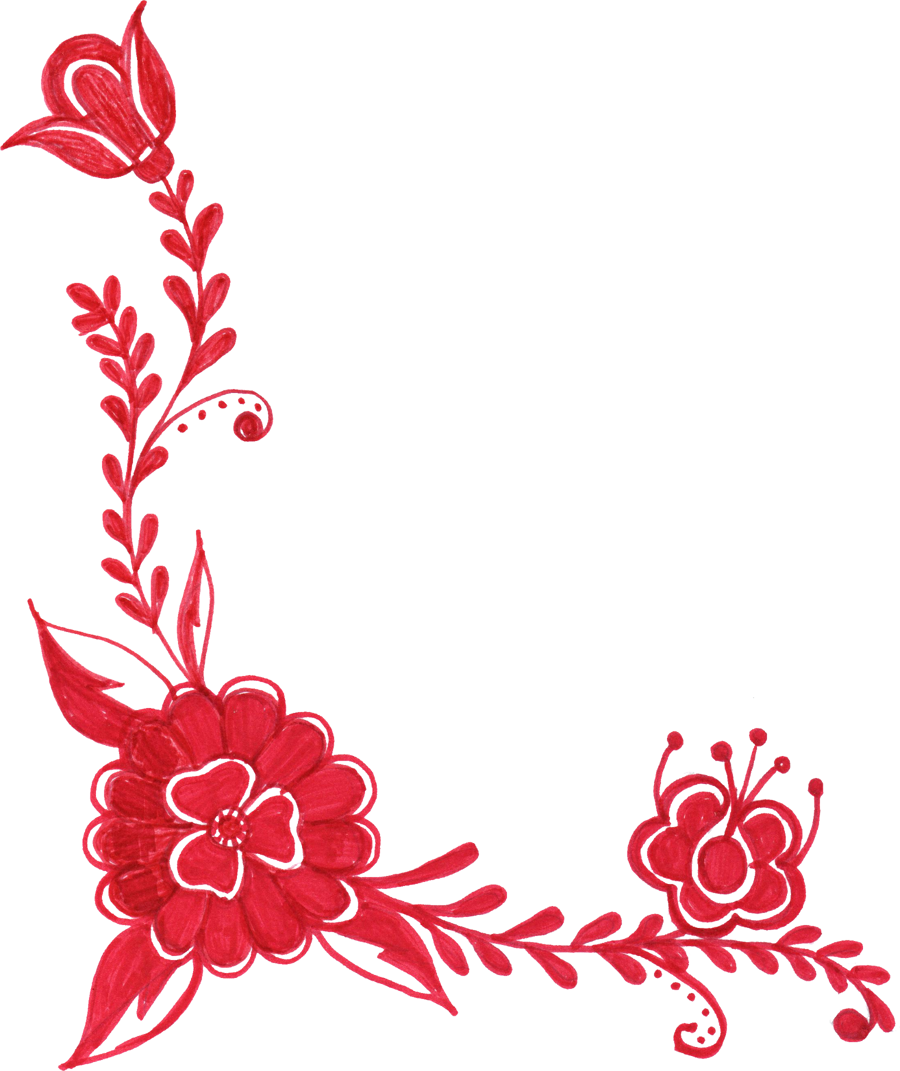 Red Flower Border Clipart