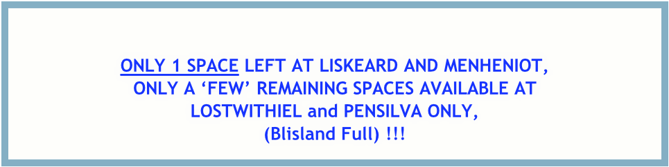 Only 1 Space Left At Liskeard And Menheniot, Only A - Boot Doc (988x265 ...