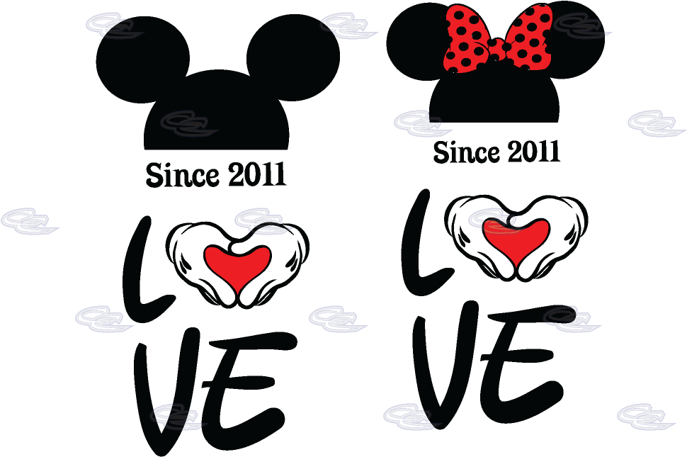 Love Mickey Minnie Mouse Heads With Wedding Date Mickey's - Mickey And ...