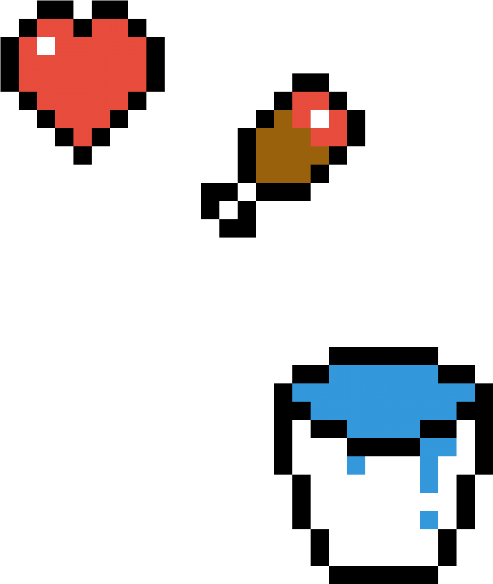 Download Minecraft Heart Hunger And Water Bucket - Minecraft Heart ...