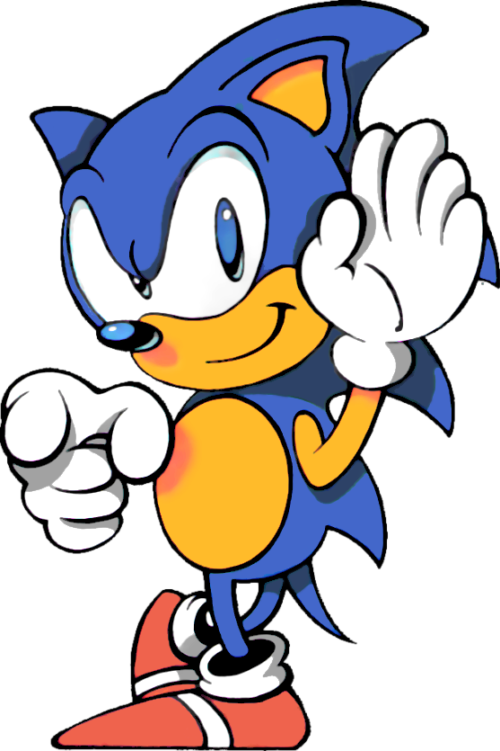 Sonic The Hedgehog Pointing - Sonic The Hedgehog 1991 Artwork (557x835 ...