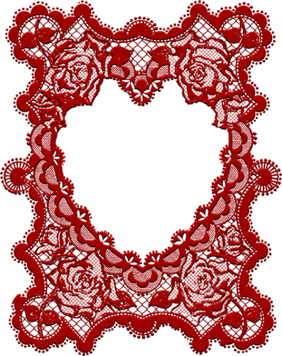 Фото, Автор K - Red Lace Frame (397x500), Png Download