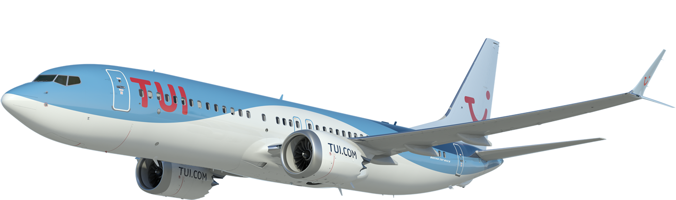 Boeing 737 Max - Tui Aircraft At Airport (1500x572), Png Download