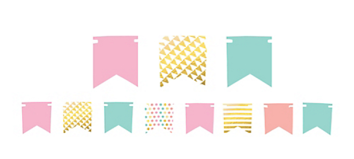 Pastel Mini Pennant Banner 12' - Mini Pastel & Gold Pennant Banner Kit ...