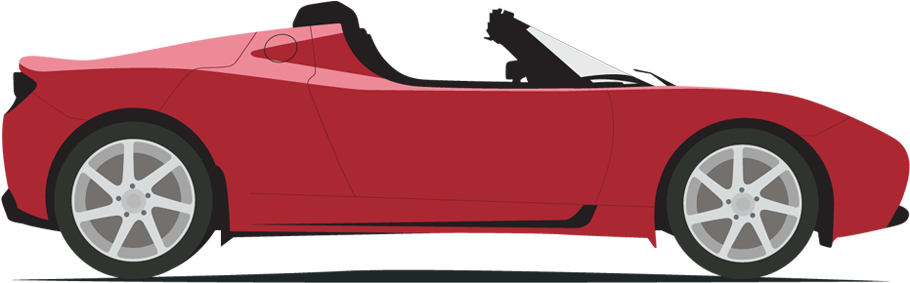 Tesla Roadster - Red Tesla Roadster Png (1000x293), Png Download