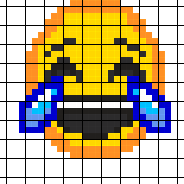 Laughing Emoji Perler Bead Pattern - Pixel Art Lol Emoji Grid (610x610 ...