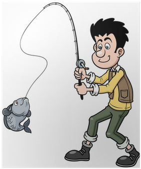 Download Vector Illustration Of Cartoon Man Fishing Poster • - Fishing ...