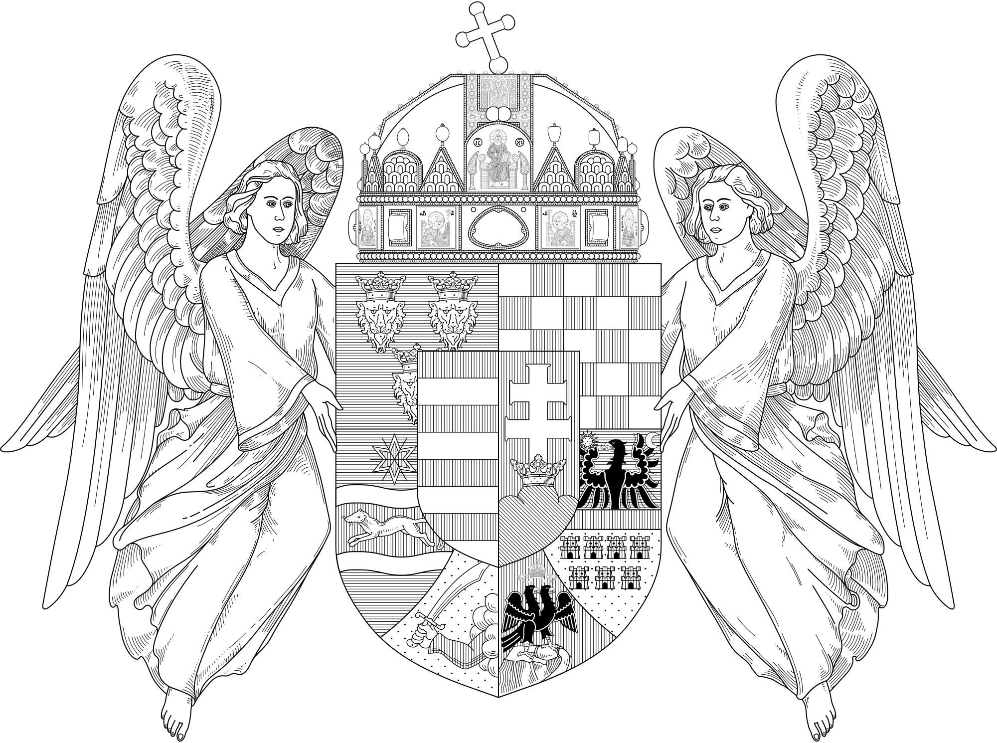 Open - Angel Coat Of Arms (2000x1490), Png Download