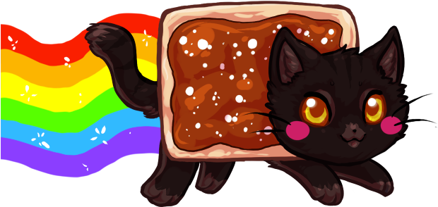 Chocolate Nyan Cat By Bricu - Nyan Cat Kawaii Png (625x376), Png Download