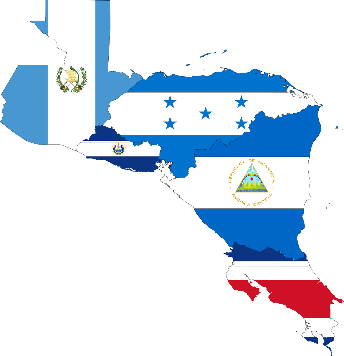 Central America Flag Map (1156x1197), Png Download