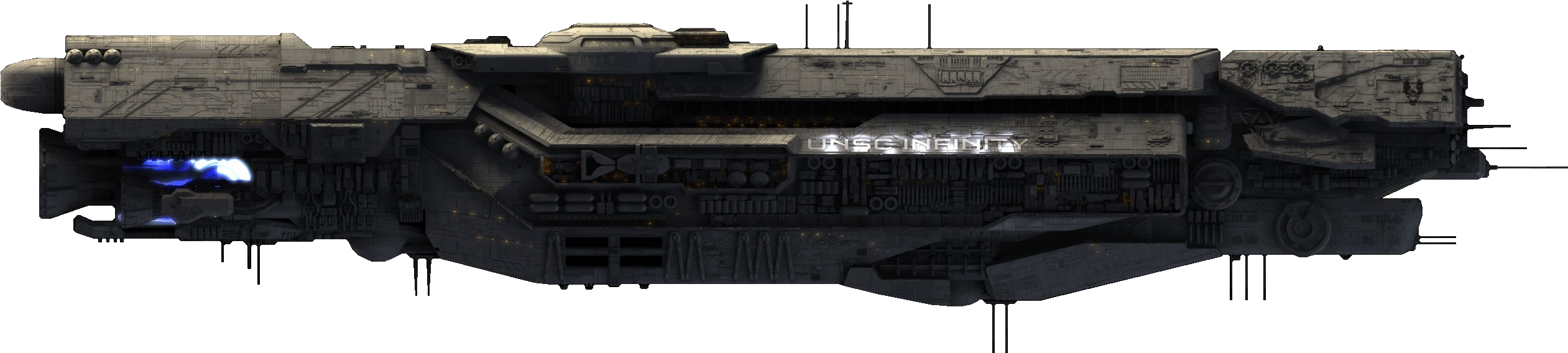 Unsc Infinity - Halo Spaceship Png (2550x624), Png Download
