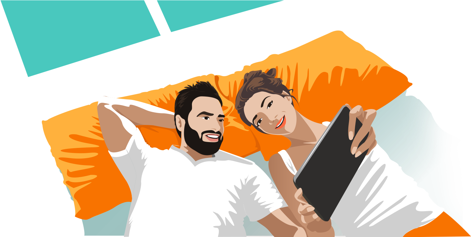 A Couple Seeing From Above - Illustration (1600x760), Png Download
