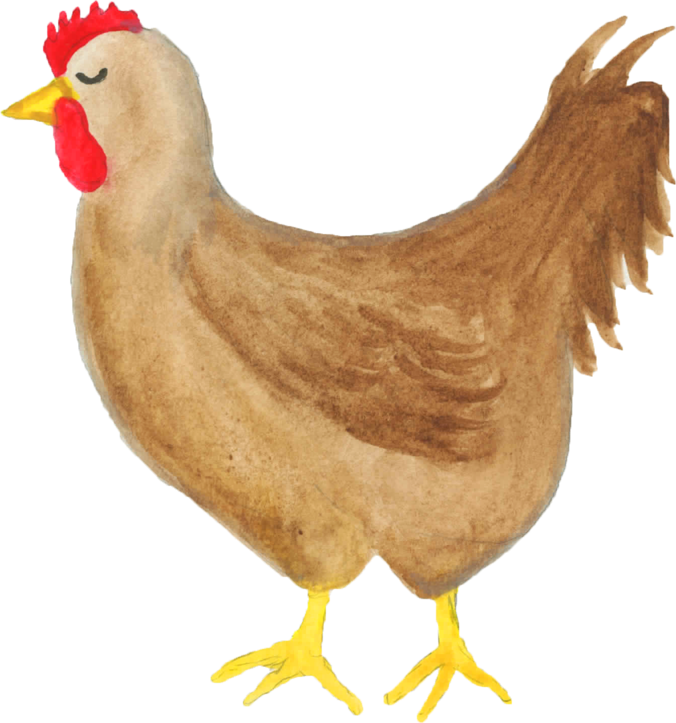 Watercolor Clipart, Farm, Hen, Chicken - Chicken (1338x1430), Png Download