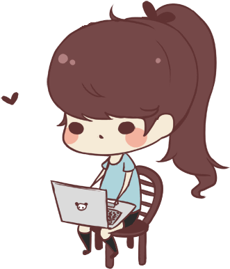 Chibi Image - Chibi Girl On Computer (416x417), Png Download