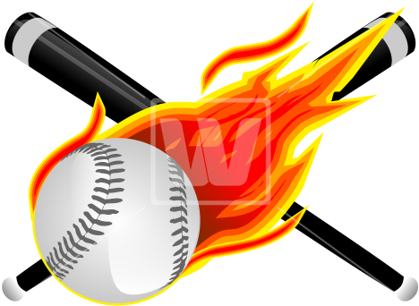 Baseball Flames Png - Flaming Baseball Bat Png (550x387), Png Download
