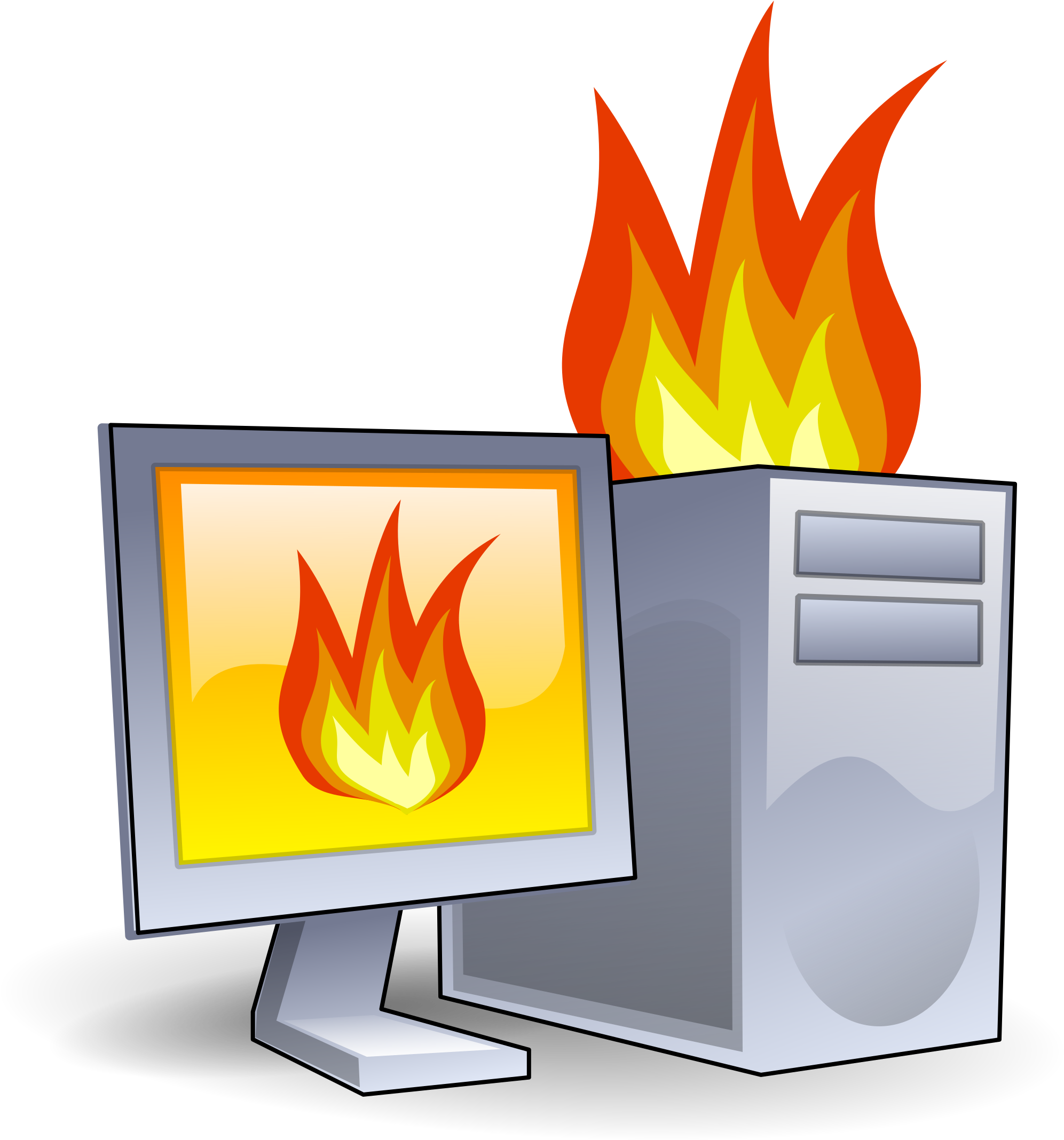 Computer On Fire - Computer Clip Art (959x1024), Png Download