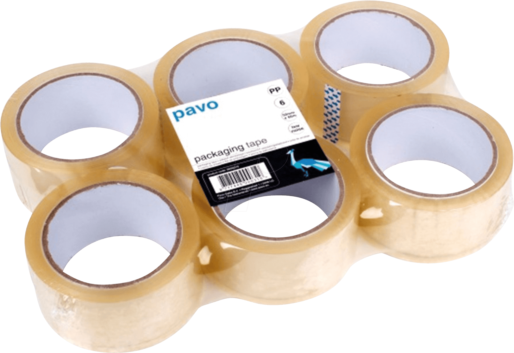 6 Rolls Of Polypropylene Adhesive Tape, 66 M X 50 Mm, - Pavo 8000319 6 ...