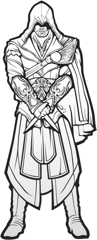 Ezio - Ezio Drawing (585x1024), Png Download