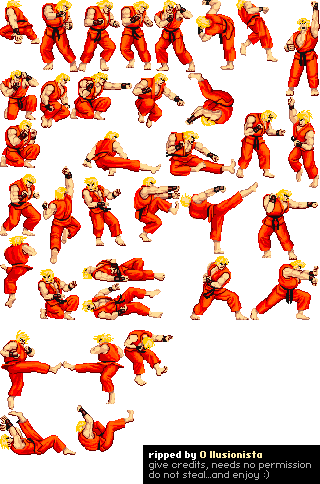 Street Fighter Ken Sprites (320x484), Png Download
