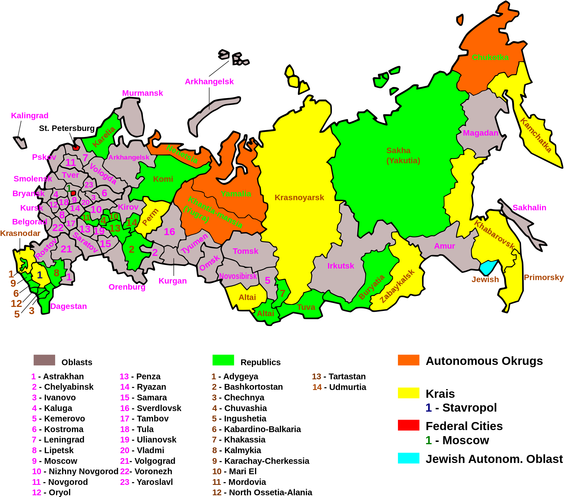 Russian Regions-en - Map Of Russia (658x600), Png Download