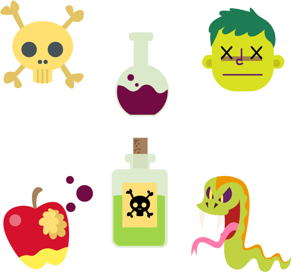 Cartoon Poison Vector Set - Poison Cartoon (1000x1000), Png Download