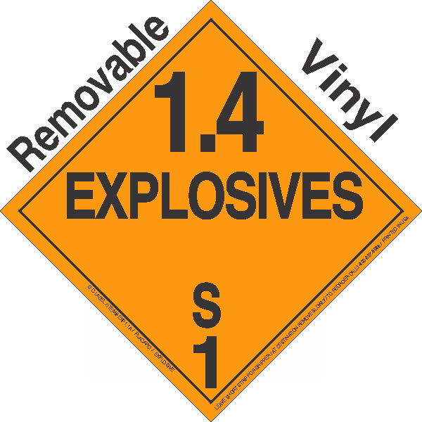 1.4 S Explosives Placard (600x600), Png Download