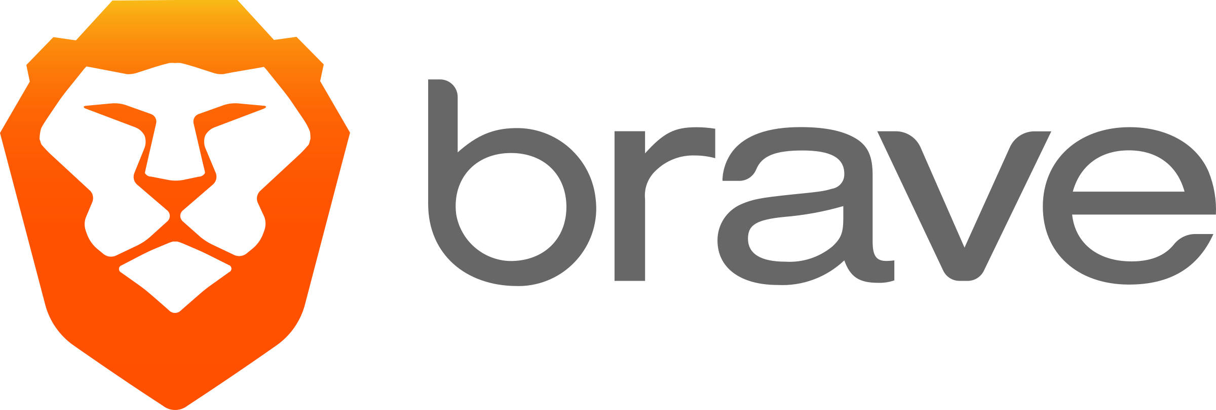 Brave Logo Png Transparent - Brave Browser Logo (2400x811), Png Download