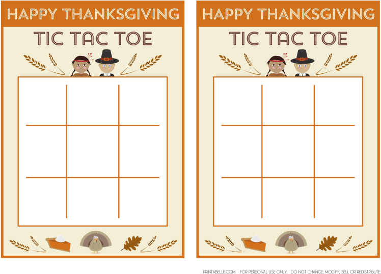 Free Printable Thanksgiving Tic Tac Toe Game - Fall Tic Tac Toe ...