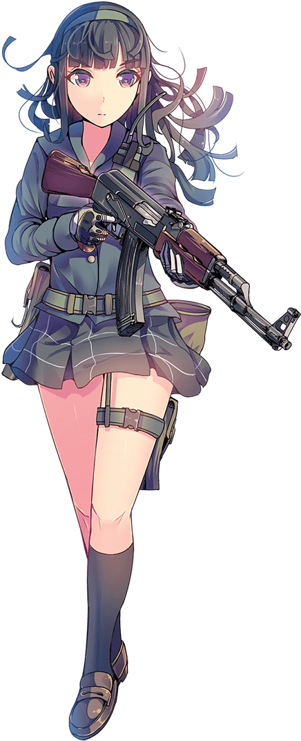 Base - Anime Girl With Ak47 (576x1202), Png Download